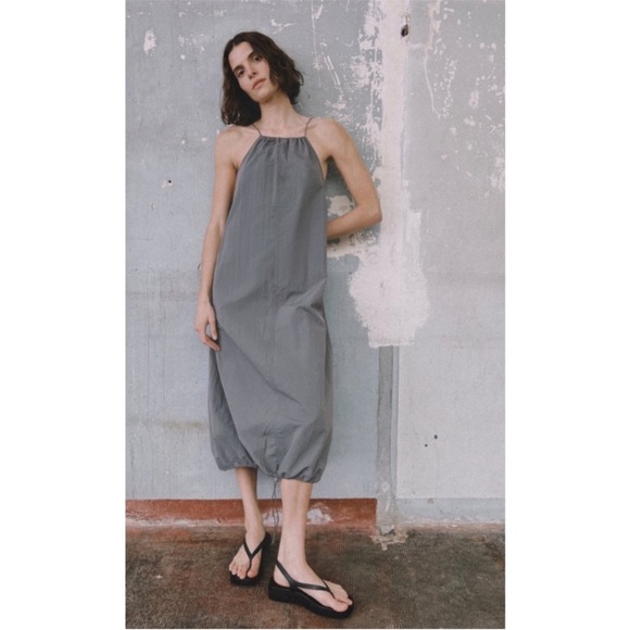 Zara | Dresses | Zara Toggle Nylon Streetwear Minimal Anthracite Dress ...